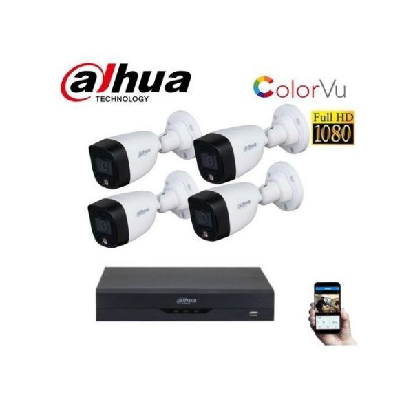 KIT VIDÉO SURVEILLANCE XVR ET 4 CAMERAS DAHUA 5MP COLORVU - Integsy Tunisie