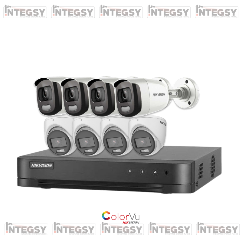 Kit vidéosurveillance Hikvision COLORVU 5MP 8 Cameras et XVR - Integsy ...